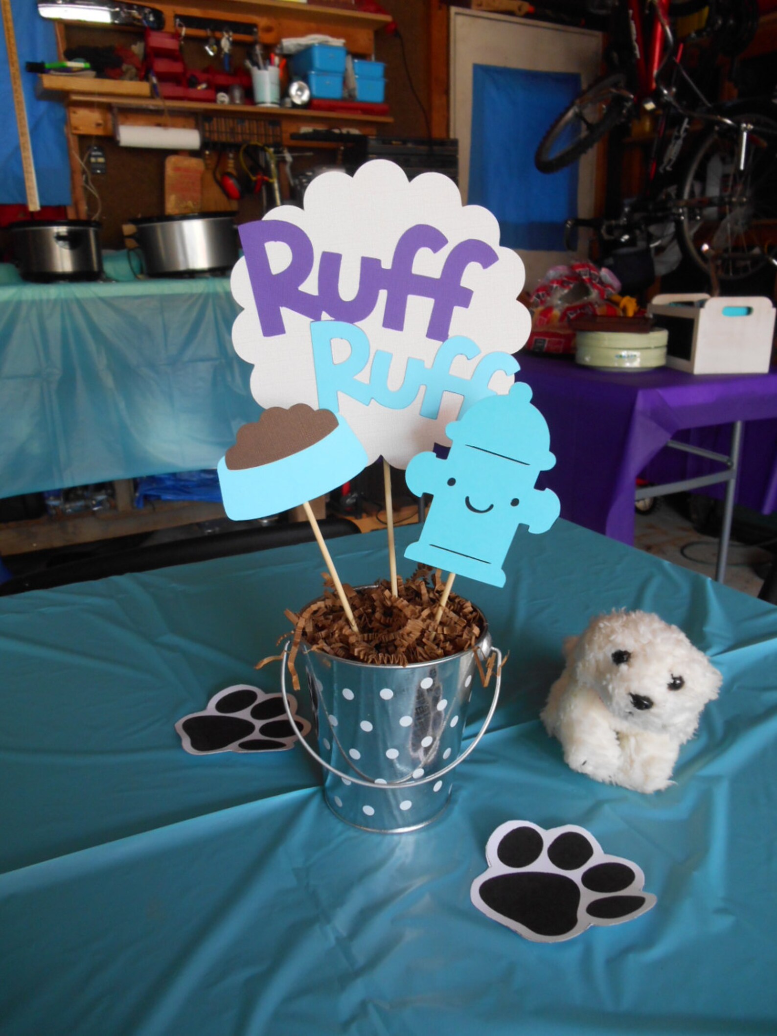 Dog Theme Centerpiece Ruff Ruff Sign Dog Birthday Party - Etsy