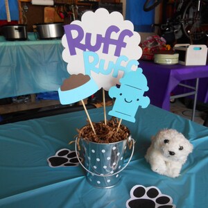 Dog Theme Centerpiece - Ruff Ruff Sign - Dog Birthday Party - Baby ...