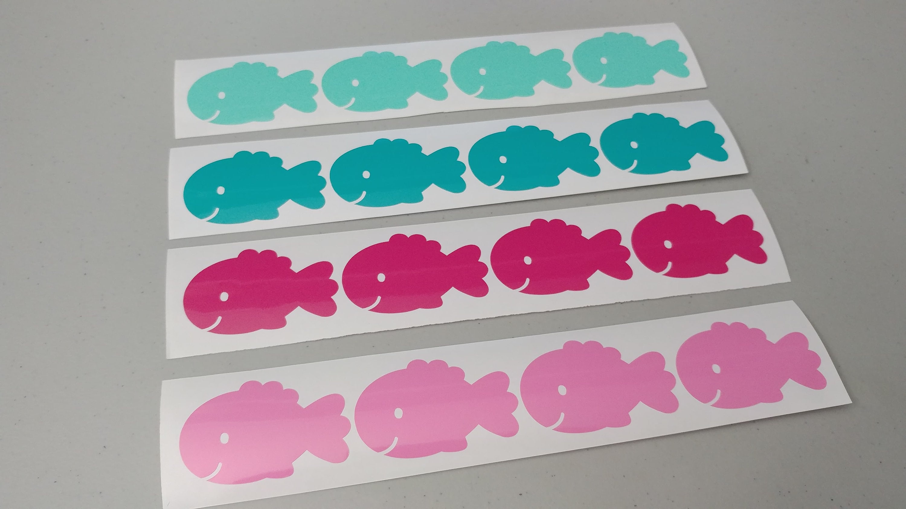 16 Fish Vinyl Stickers for Birthday Party Decorations, Pink and Teal ...