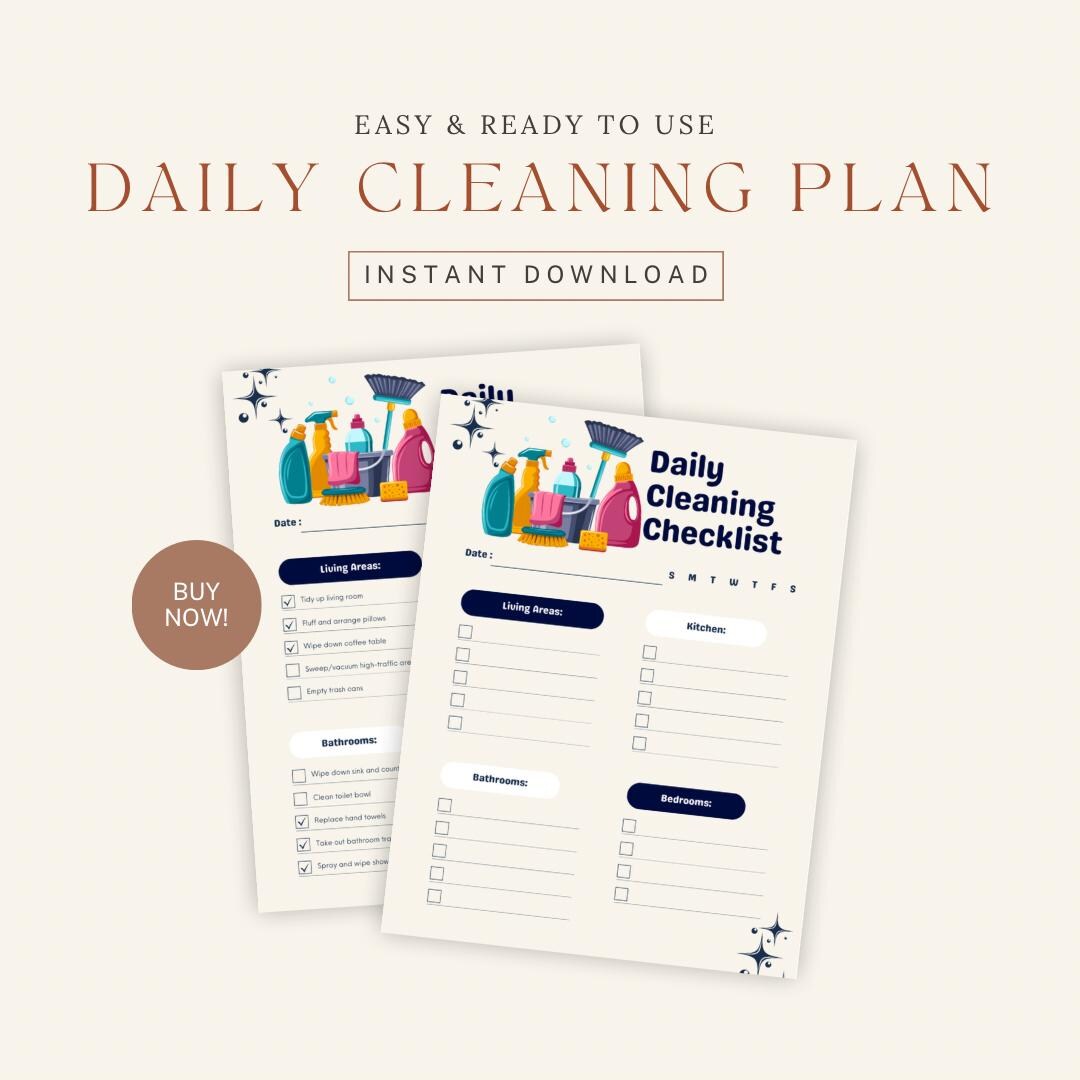 Daily Cleaning Schedule Printable | Fill-in-the-blank Planner ...