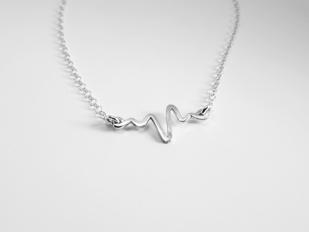 Heartbeat Pulse EKG Necklace 925 Sterling Silver Charm Necklace - Etsy