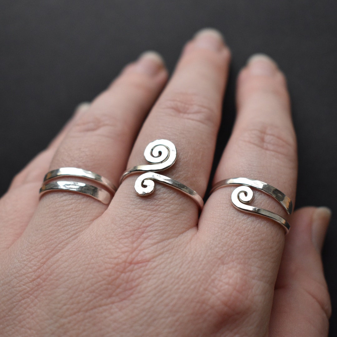 Sterling Silver Ring Gift Set, Full Size Adjustable Ring Bonus Pack, 3 ...