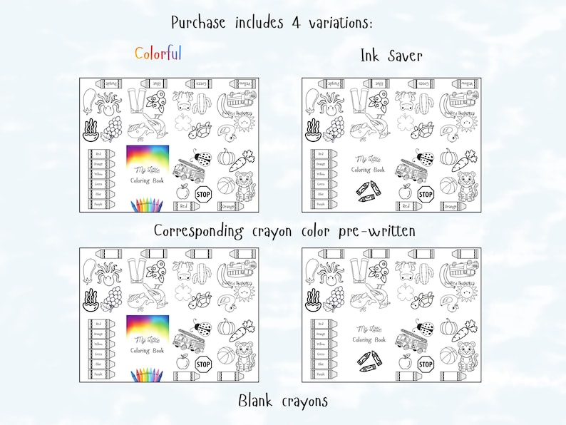 Mini Coloring Book Printable | One Page Kids Activity | Travel Paper ...