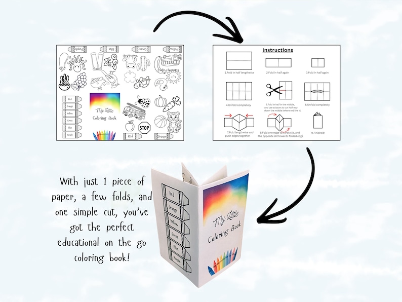 Mini Coloring Book Printable | One Page Kids Activity | Travel Paper ...