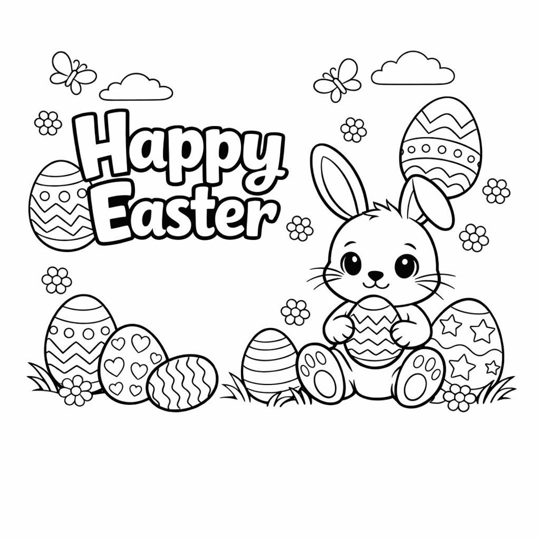 Easter Colouring Page - Etsy