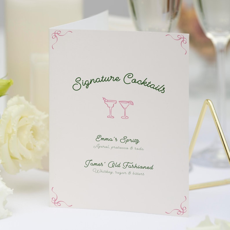 Wedding Signature Cocktail Menu Card Bar Drinks Sign Editable Canva ...