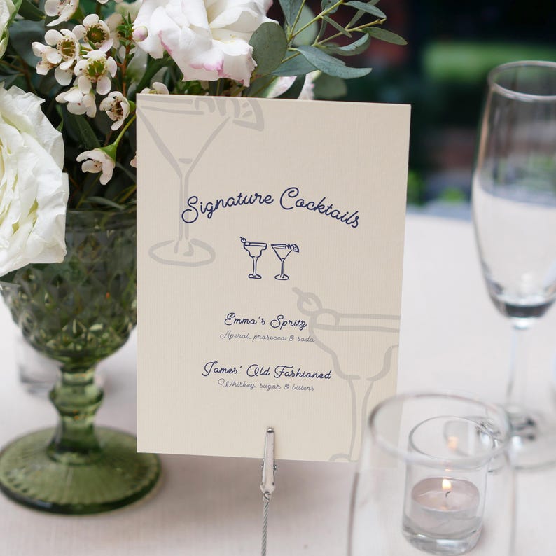 Wedding Signature Cocktail Menu Card Bar Drinks Sign Editable Canva ...