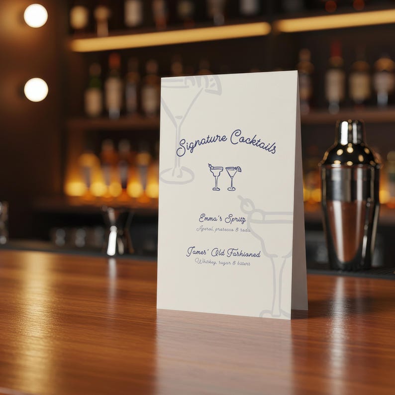 Wedding Signature Cocktail Menu Card Bar Drinks Sign Editable Canva ...