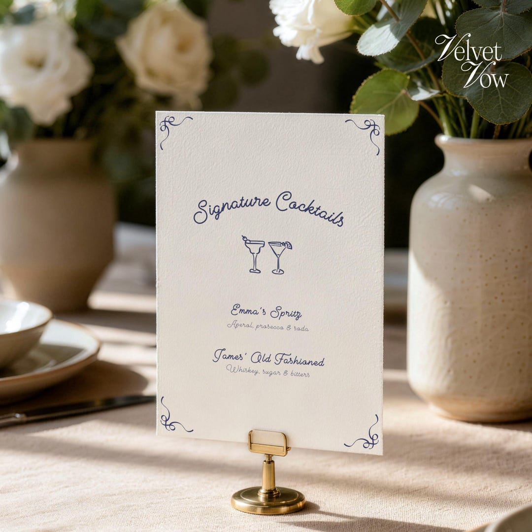 Wedding Signature Cocktail Menu Card Bar Drinks Sign Editable Canva ...