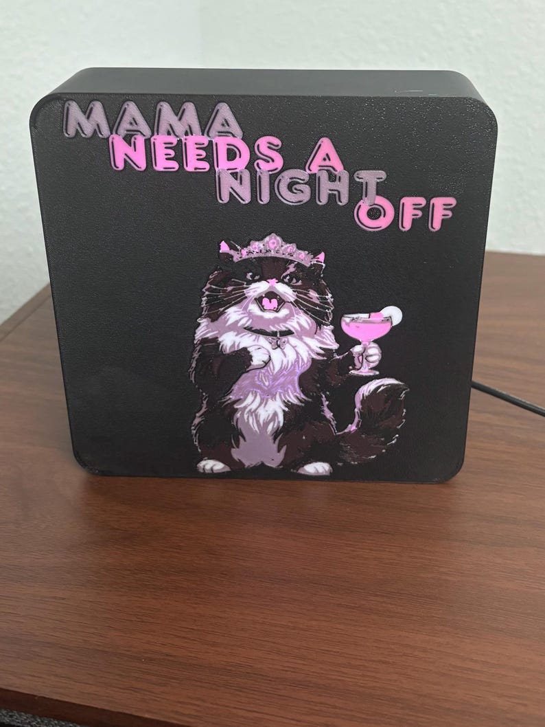 Donut Cat Mom Light Box Decor | Mama Needs a Night off Lightbox Display ...