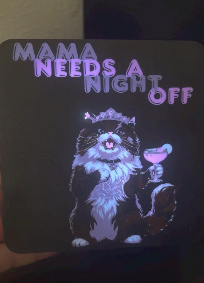 Donut Cat Mom Light Box Decor | Mama Needs a Night off Lightbox Display ...