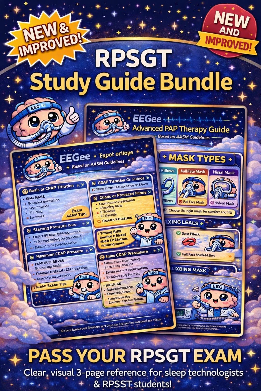 RPSGT Study Guide Bundle | CPAP Titration, PAP Therapy, Mask Types ...