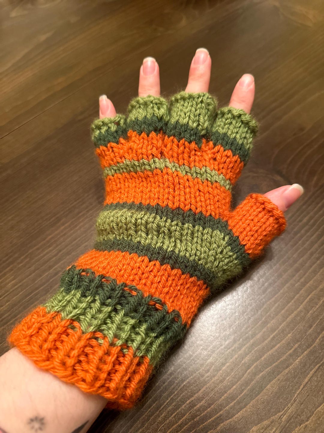Made to Order Coraline Jones Fingerless Gloves Orange Black and Green ...