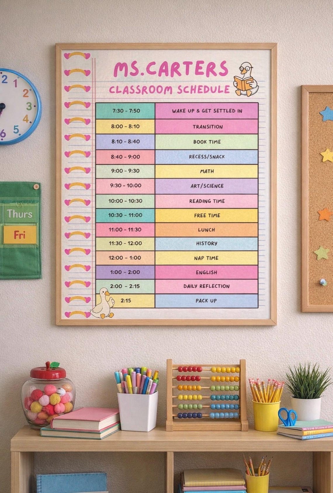 Pastel Classroom Daily Schedule Printable - Elementary Classroom ...