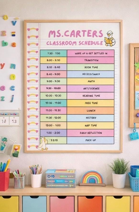 Pastel Classroom Daily Schedule Printable - Elementary Classroom ...