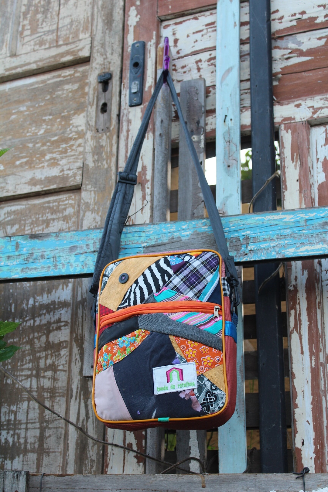 Messenger Bag - Textile Recycling - Patchwork Bag - Crossbody Cork Bag ...