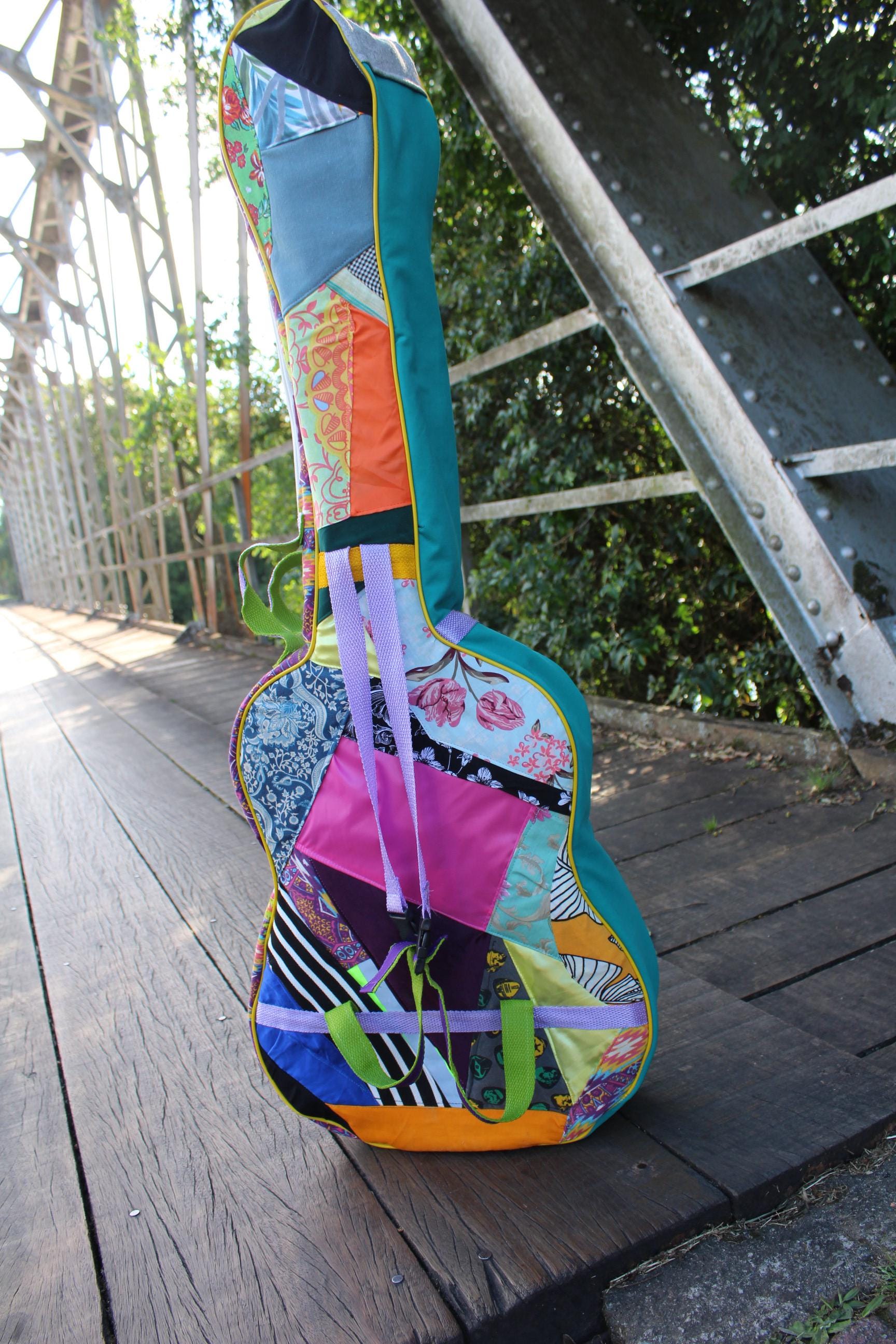 Guitar Case - Patchwork Acoustic Guitar Case - Upcycle Fabric Scraps - Etsy
