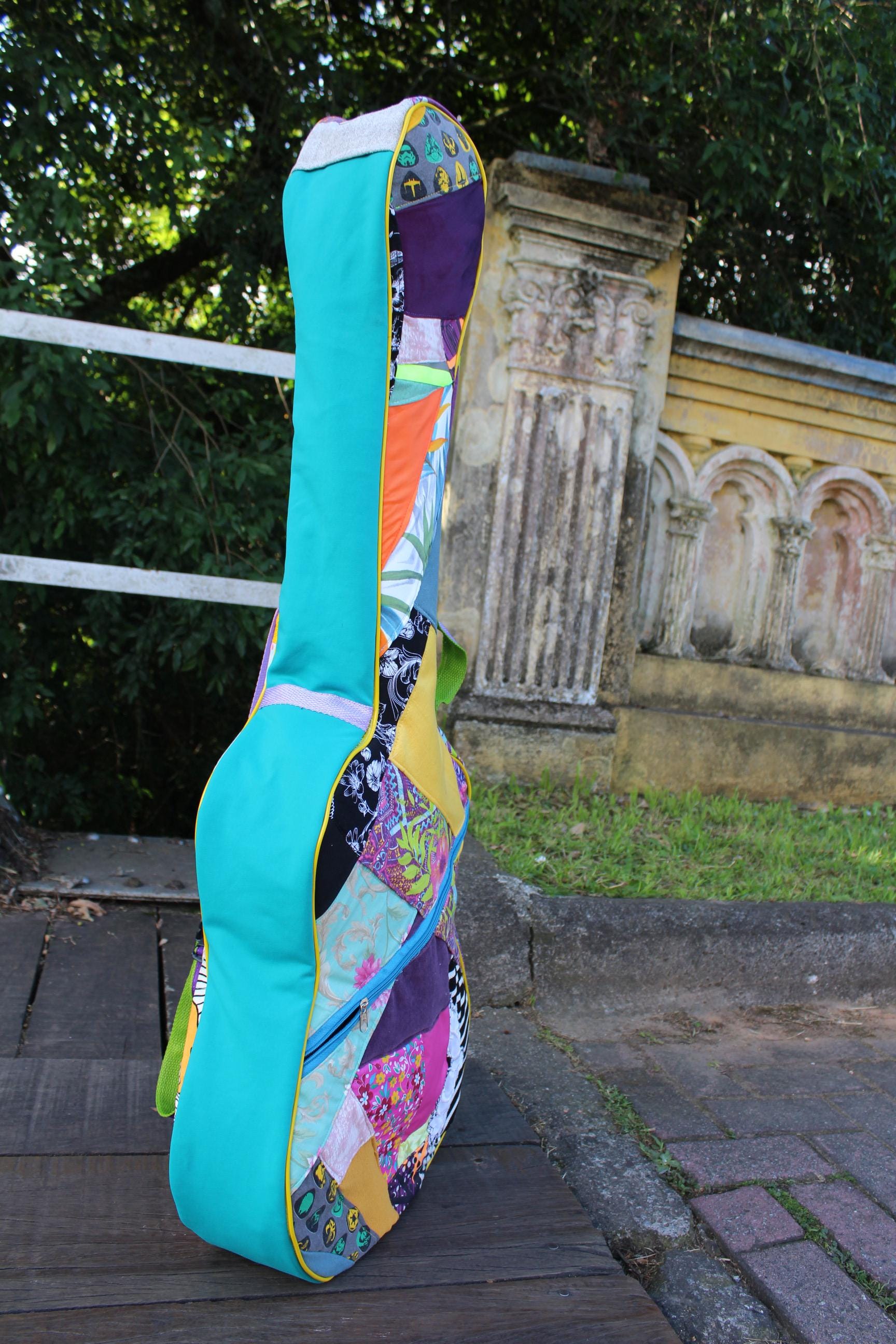 Guitar Case - Patchwork Acoustic Guitar Case - Upcycle Fabric Scraps - Etsy
