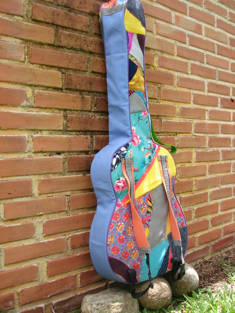 Guitar Case Patchwork Acoustic Guitar Case Upcycle Fabric - Etsy