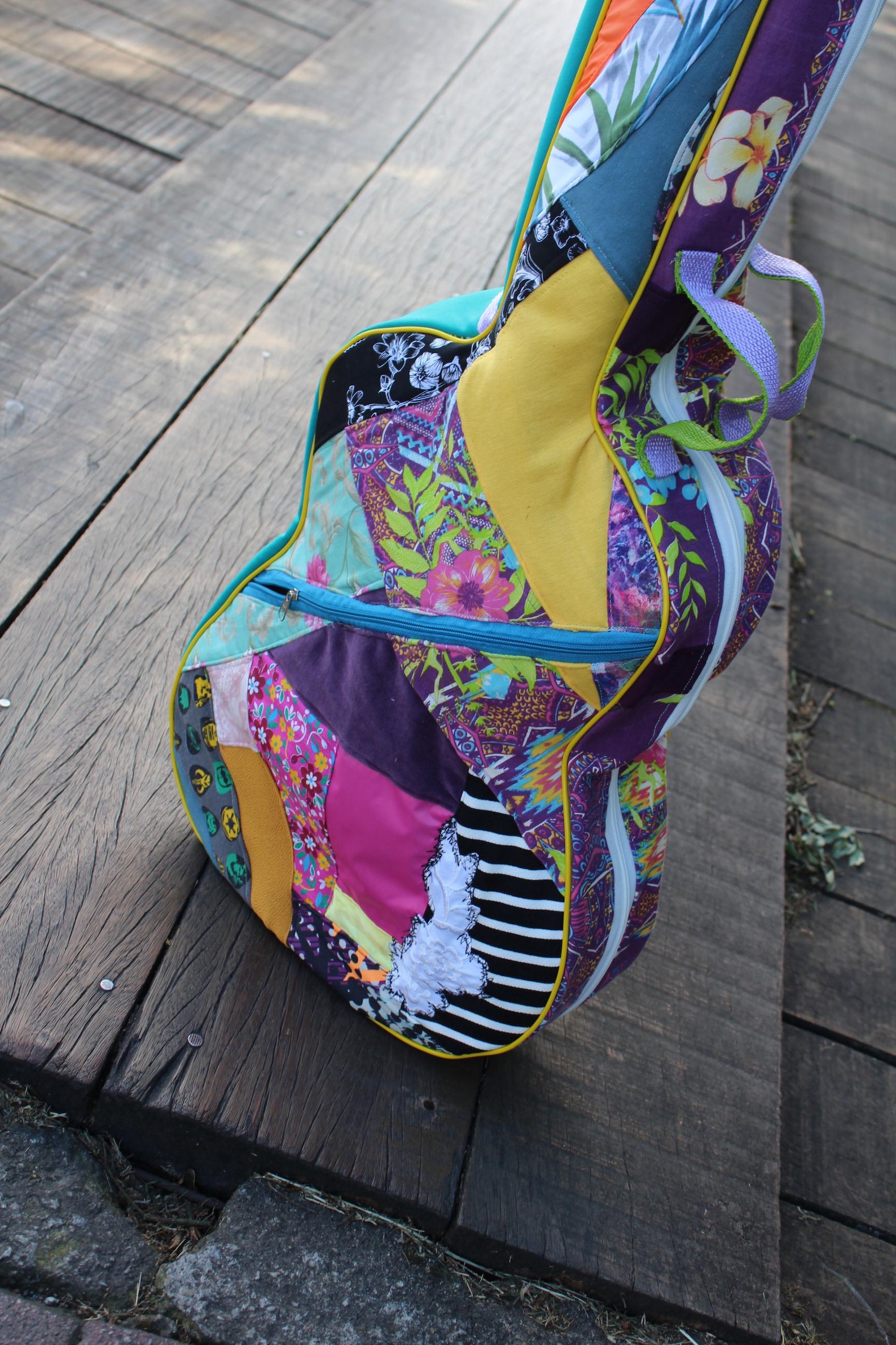 Guitar Case - Patchwork Acoustic Guitar Case - Upcycle Fabric Scraps - Etsy