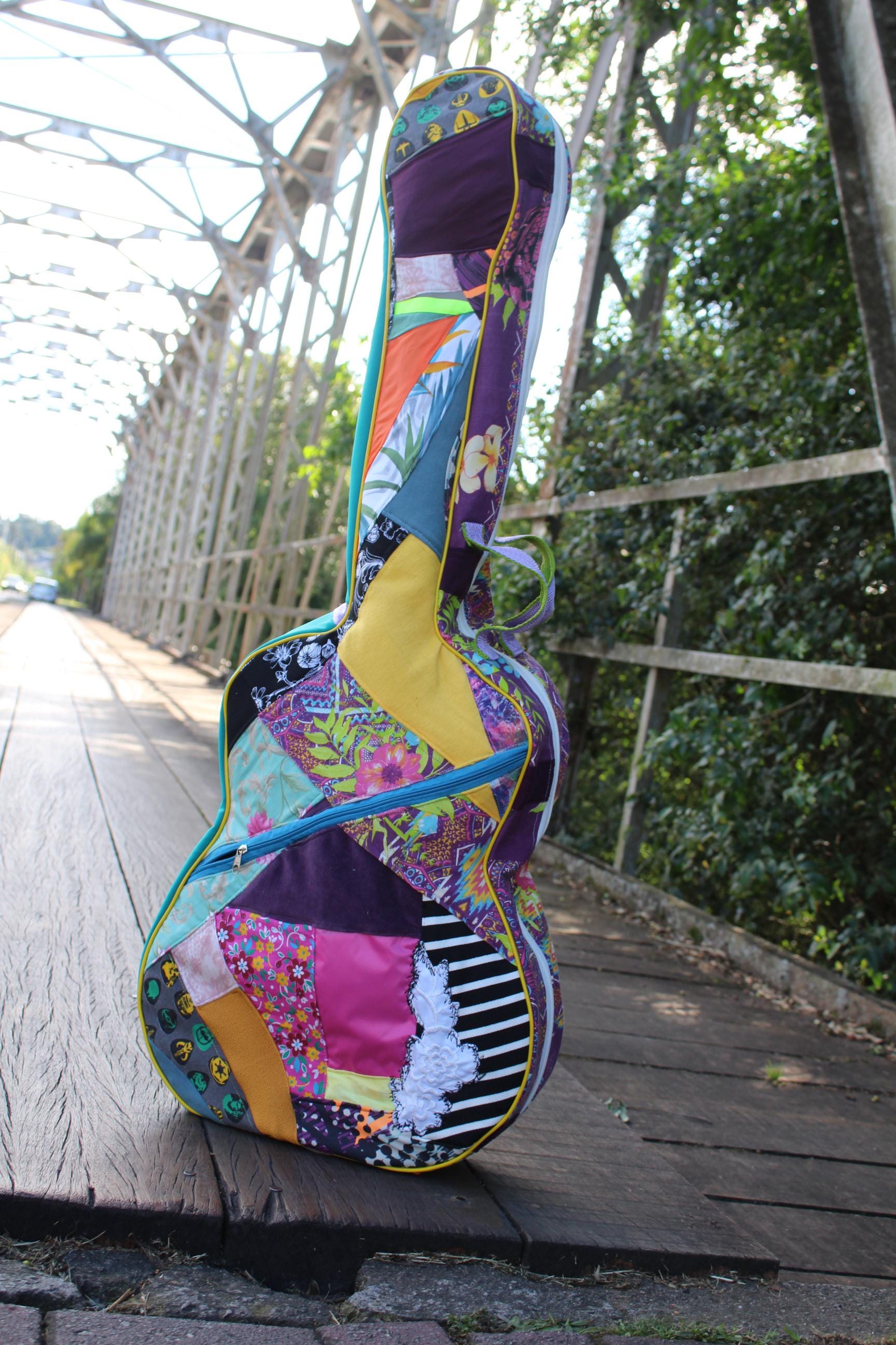 Guitar Case - Patchwork Acoustic Guitar Case - Upcycle Fabric Scraps - Etsy