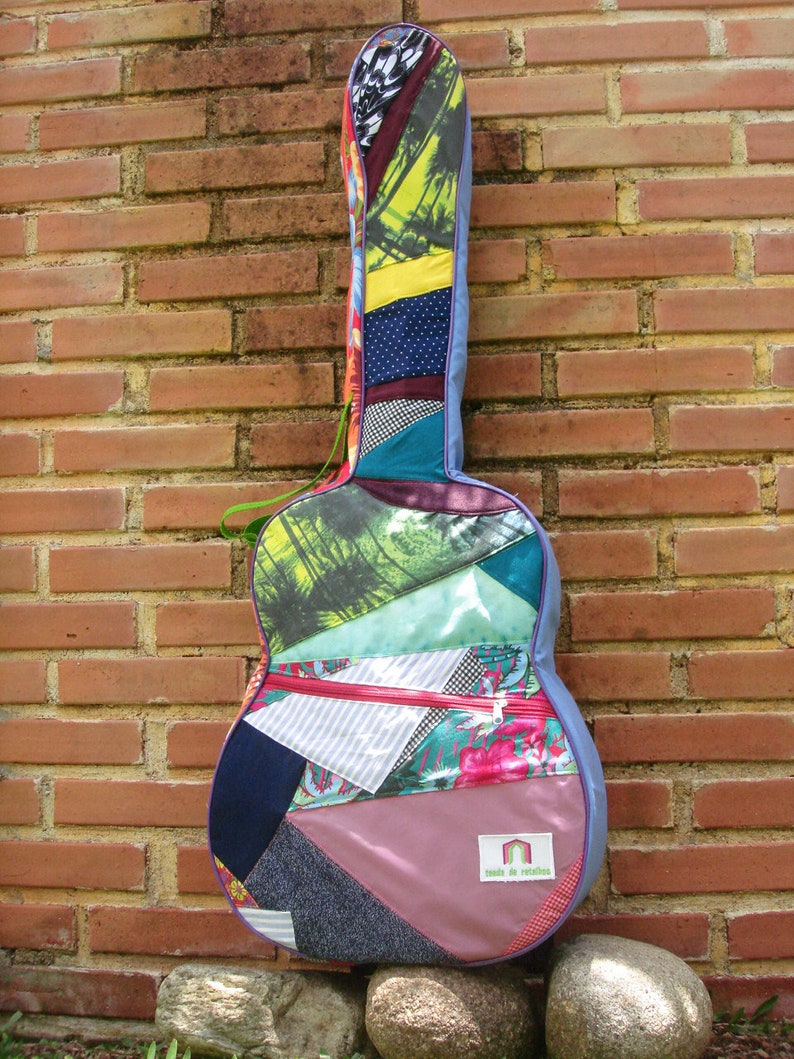 Guitar Case Patchwork Acoustic Guitar Case Upcycle Fabric - Etsy