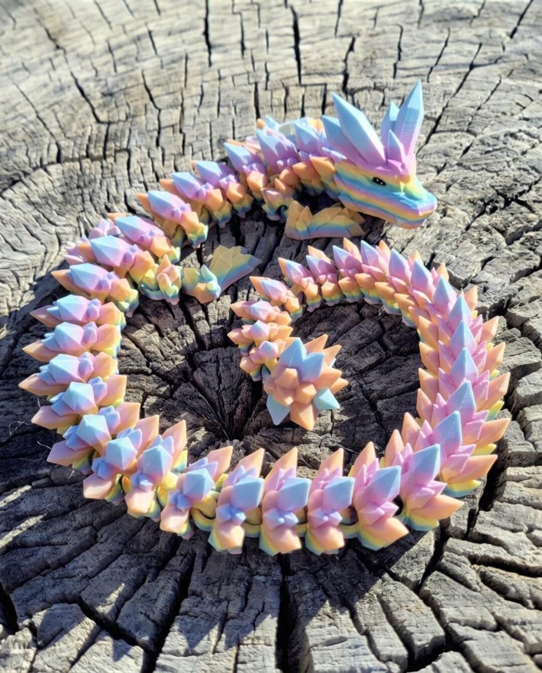 Articulated Crystal Dragon | 3D Printed Fantasy Decor, Rainbow Filament ...