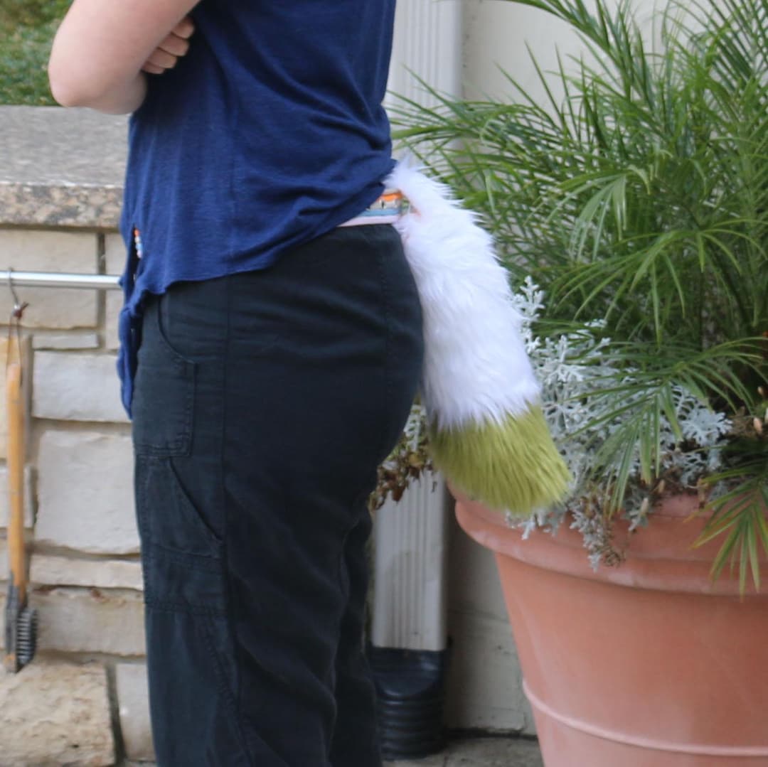White and Olive Green Kids Fox Tail - Etsy