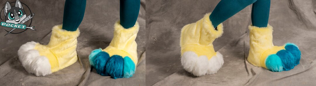Yellow and Teal Footpaws Mens 9-10 - Etsy