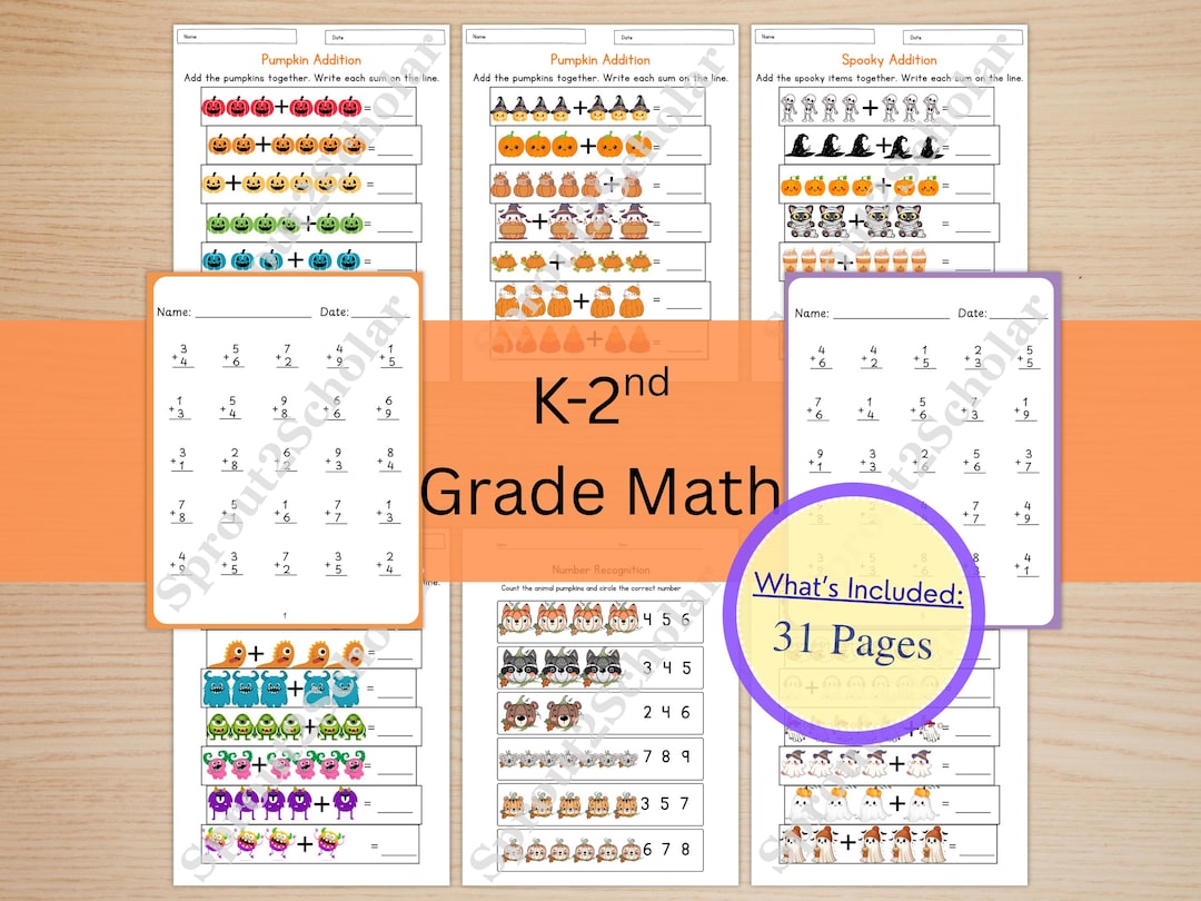 Halloween Math, Printable Addition Worksheets for Prek - 2nd Grade ...