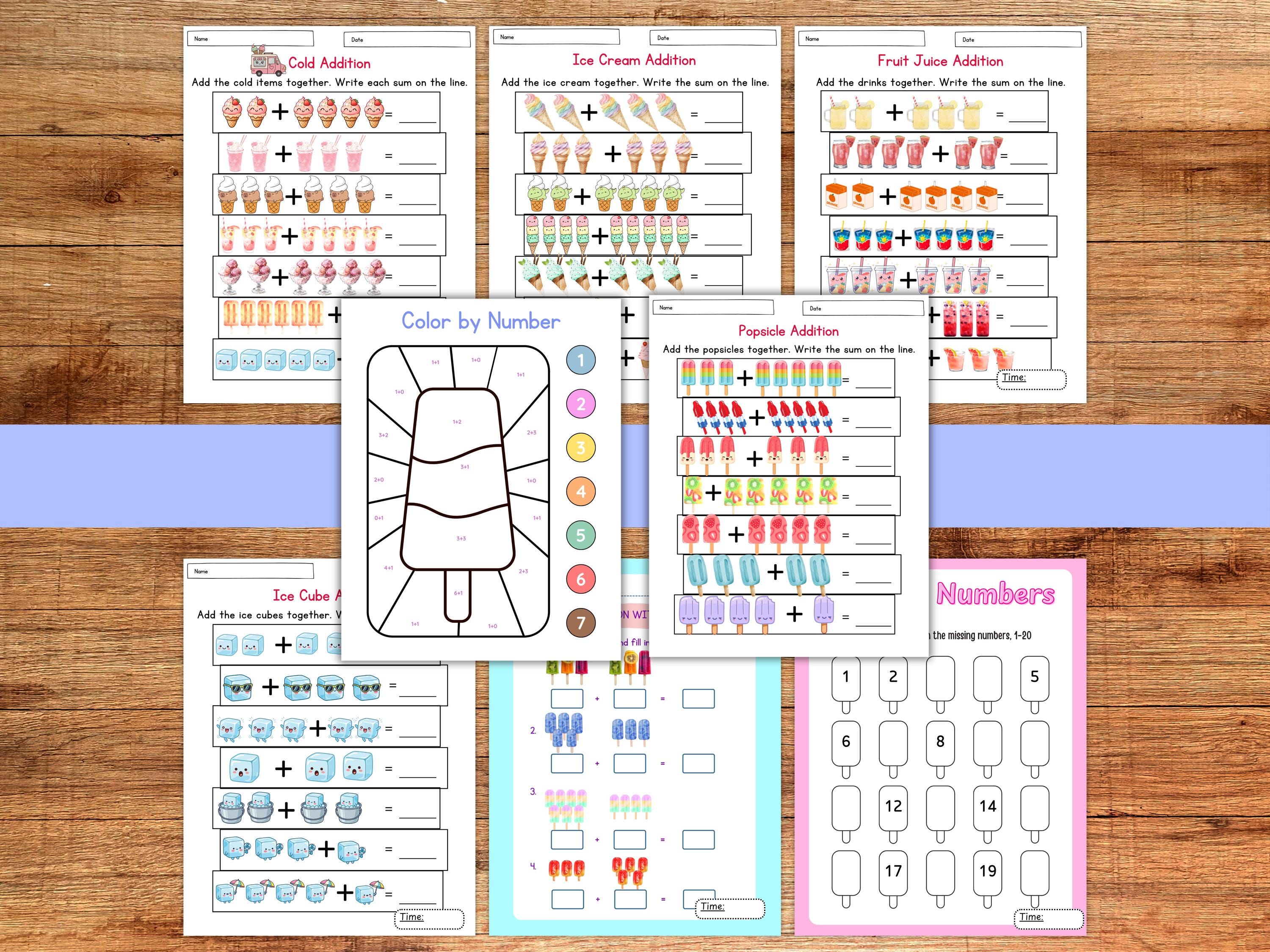 Hojas de trabajo de suma imprimibles para niños de kínder a segundo ...