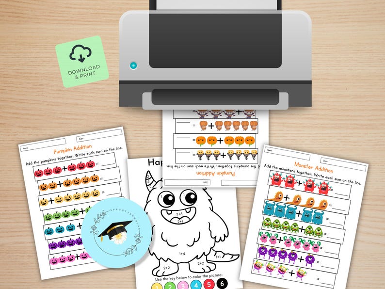 Halloween Math, Printable Addition Worksheets for Prek - 2nd Grade ...