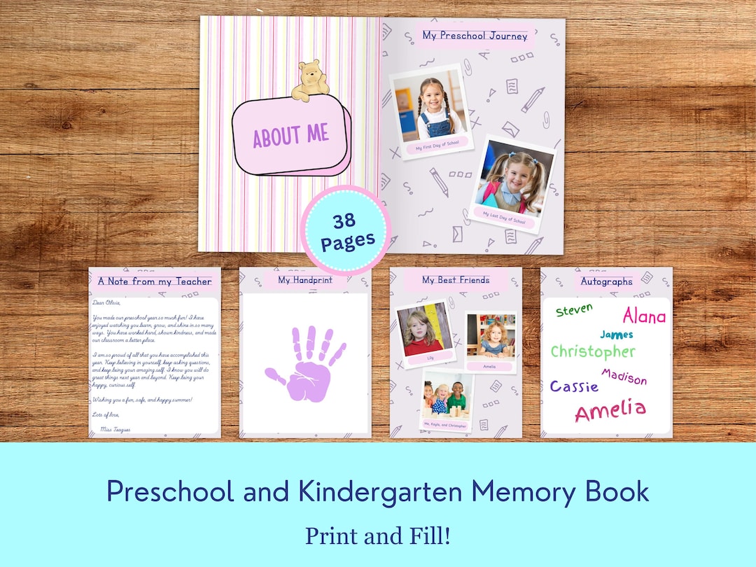 Preschool and Kindergarten Memory Book - Printable and Editable - 38 ...
