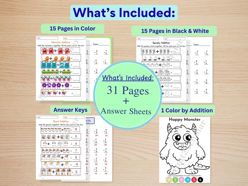Halloween Math, Printable Addition Worksheets for Prek - 2nd Grade ...