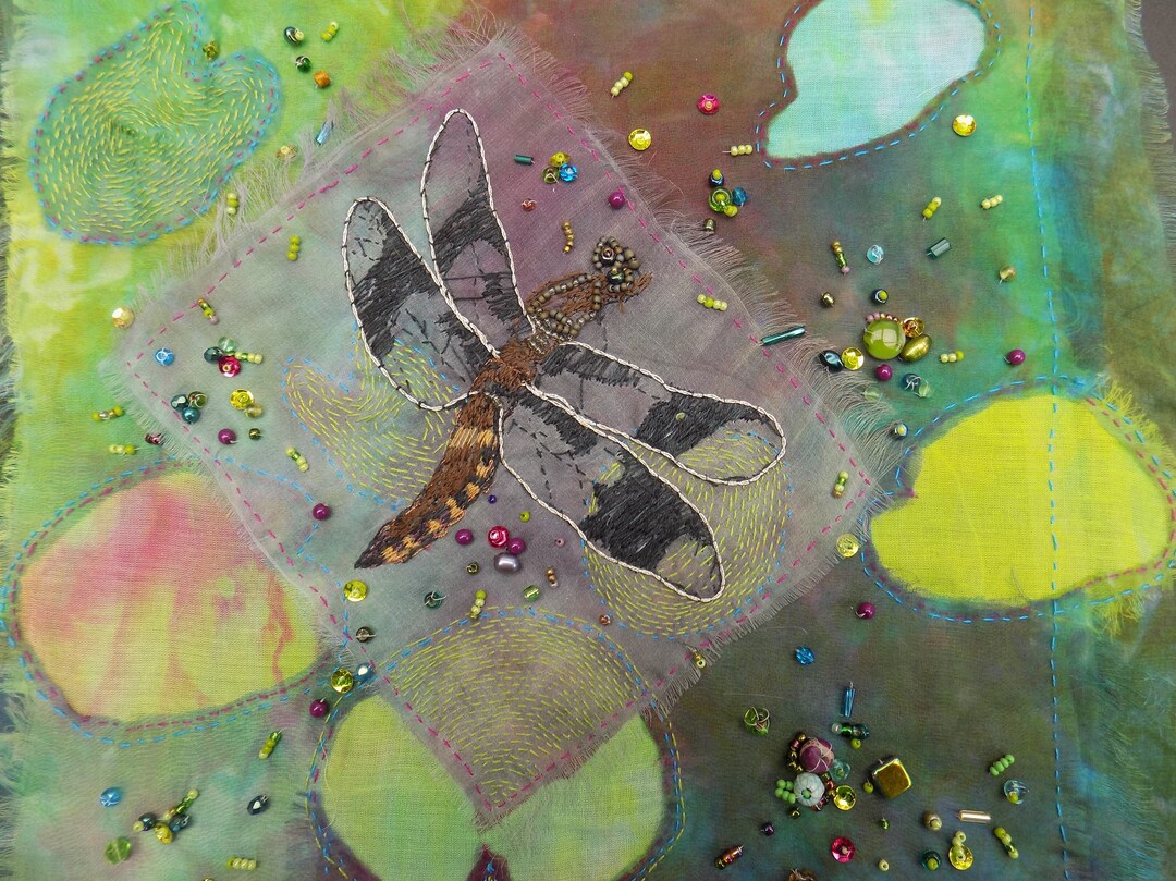 Hand Dyed Silk Embroidered Collage - Etsy