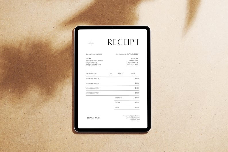 Receipt Editable Template Form | 1 X Printable Business Invoice Canva ...