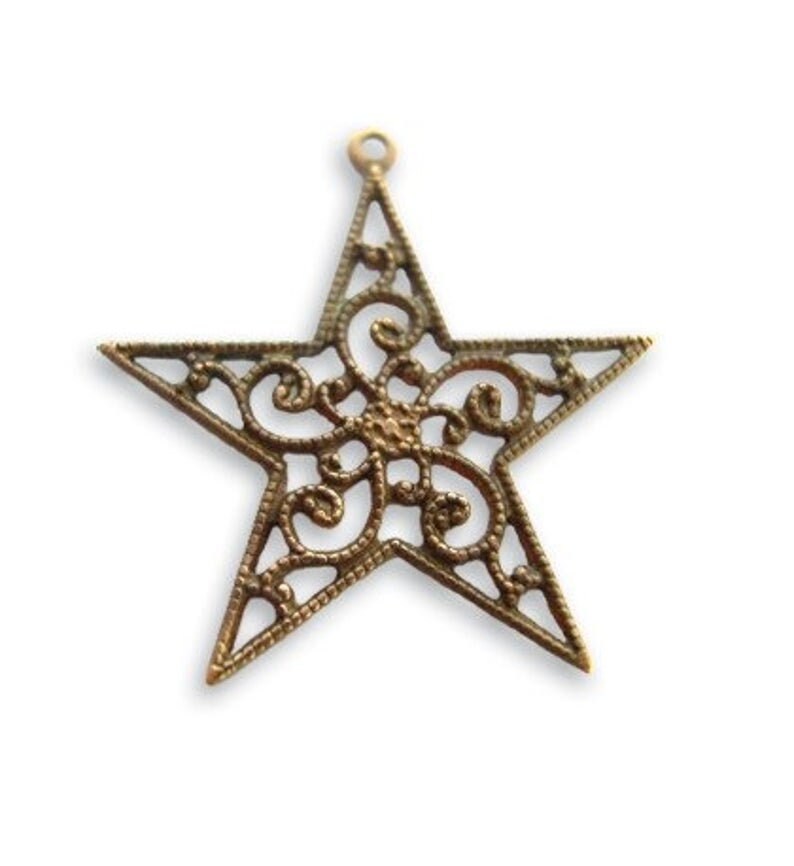 Vintaj 26x25mm Filigree Star Drop Natural Brass - Etsy