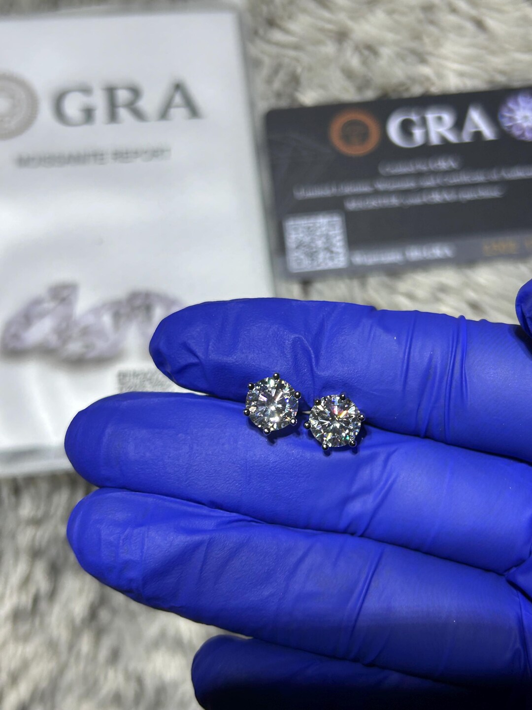 2ct VVS1 D Color Lab Diamond/moissanite Stud Earrings - 14k White Gold ...