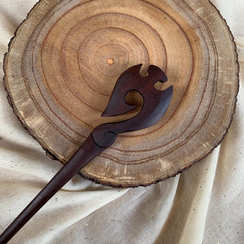 Hand Carved Tribal Wood Hair Stick - Single Prong Hair Pin - Bohemian ...