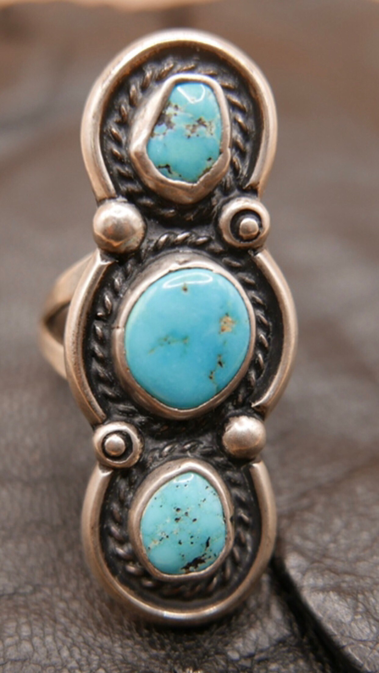 Large Vintage Navajo Ring / Native American Artisan Sterling Silver ...