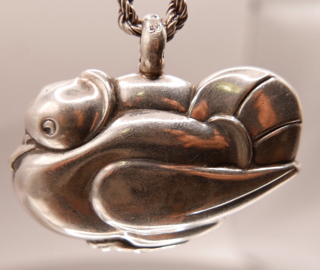 Darling Antique Art Deco Sterling Silver Dove Baby Teether Pendant ...