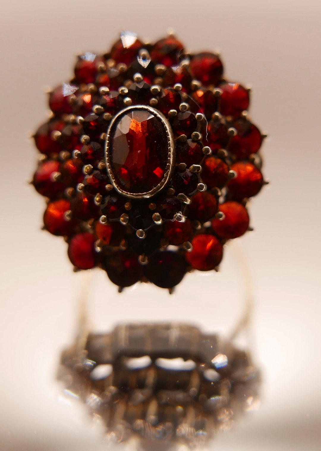 Incredible Antique Art Nouveau Garnet Victorian Era Gold Plated Silver ...