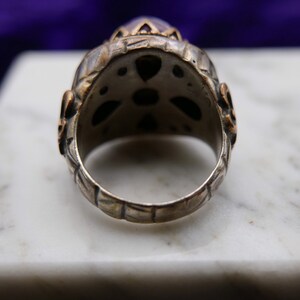 Vintage Turkish Handmade Sterling Silver Statement Ring With Rose Cut ...