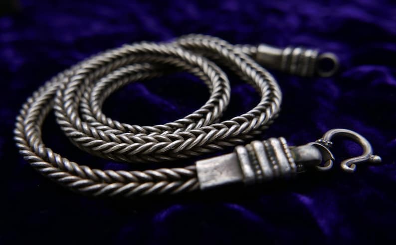 Rare Vintage Handcrafted Silver 'foxtail' or 'chevron' Chain, Tribal ...