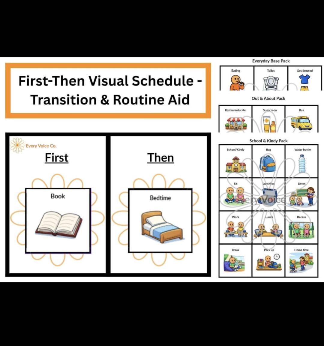 First-then Visual Schedule – Autism, ADHD Routine Chart - AAC ...