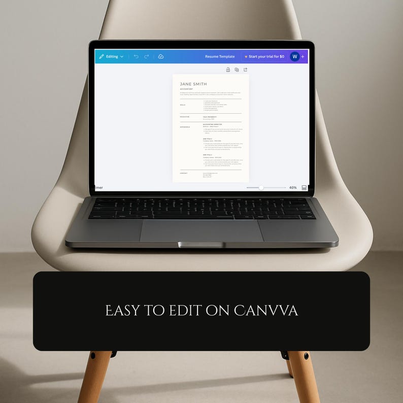 Minimal Resume Template | Editable Canva CV (instant Download) - Etsy