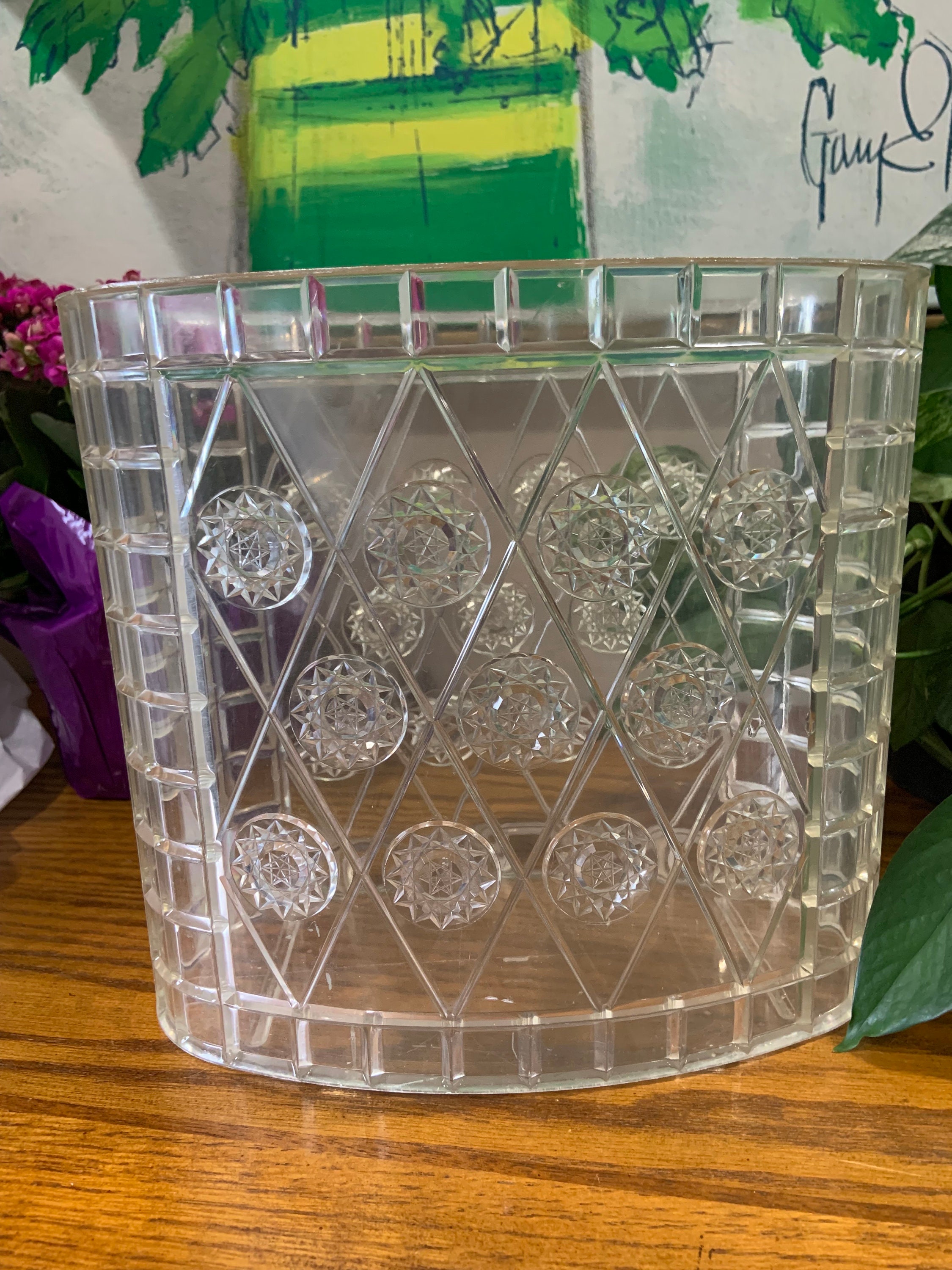 Vintage Lucite Waste Bin Mid Century 1960's Waste Basket Clear Acrylic ...