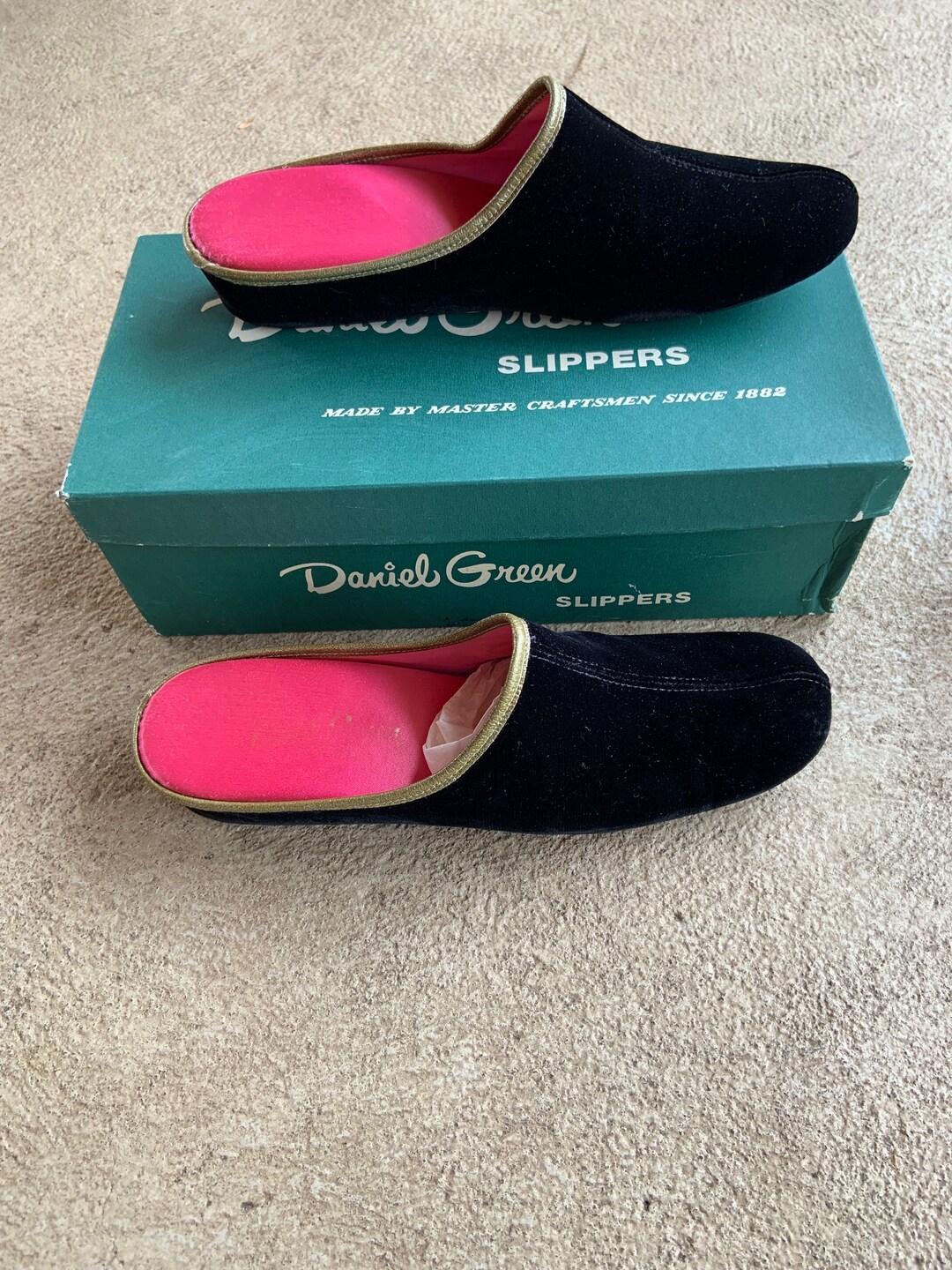 Vintage Black Velvet Slippers Daniel Green Black Velvet Mules Hostess ...