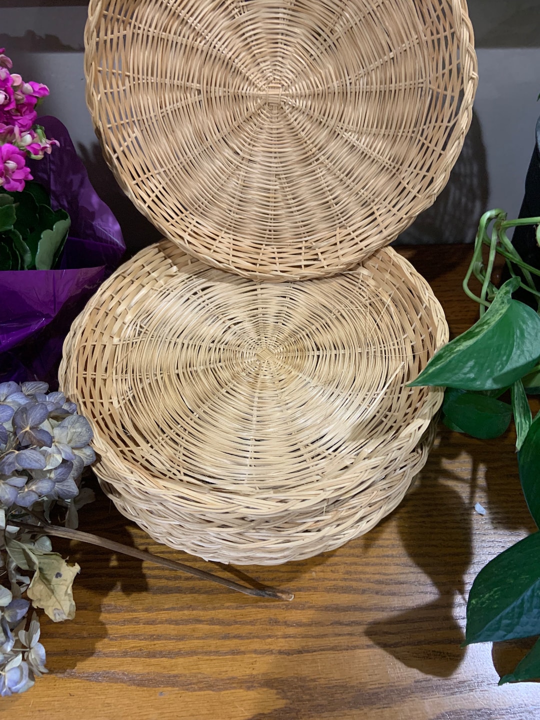 Wicker Paper Plate Holders Set of 10 Paper Plate Basket Holders Wicker ...