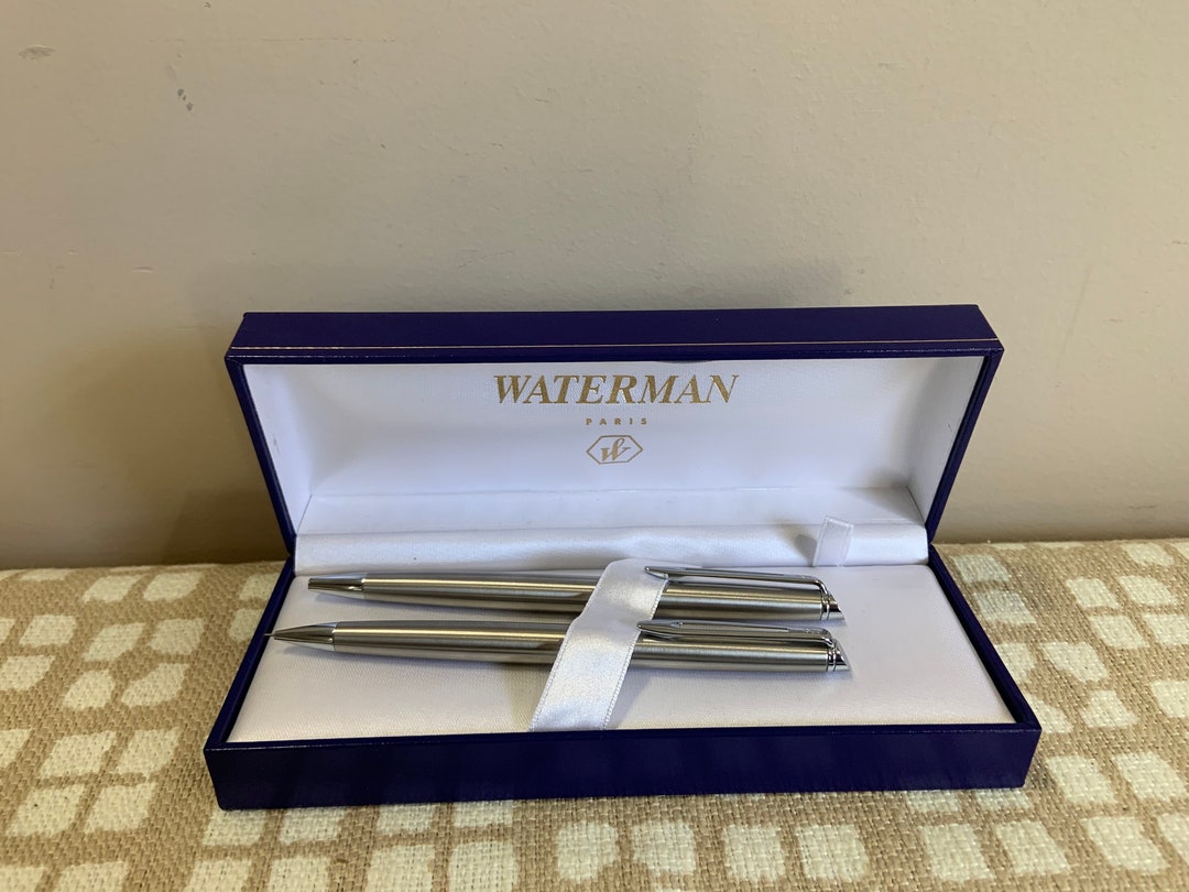 Silver Waterman Paris Pen and Pencil Set in Blue Box Original Paperwork Executive Pen Set - Etsy